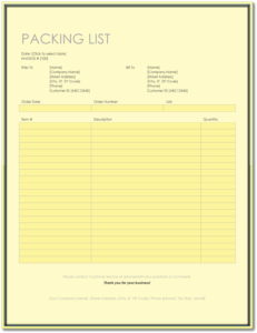 Printable Packing List Template {DOC-PDF} Format | Excel & Word Templates
